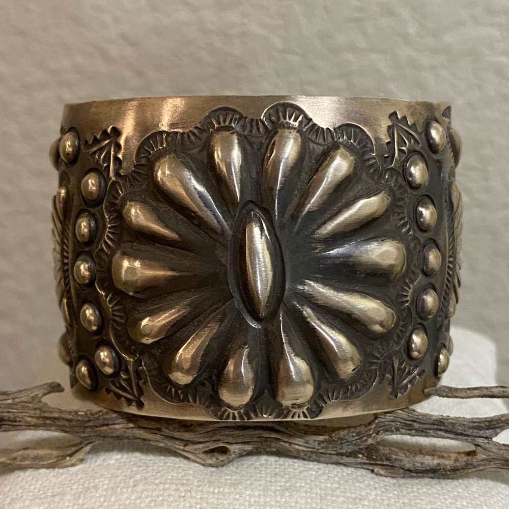 Sterling Repousse Cuff - Gem